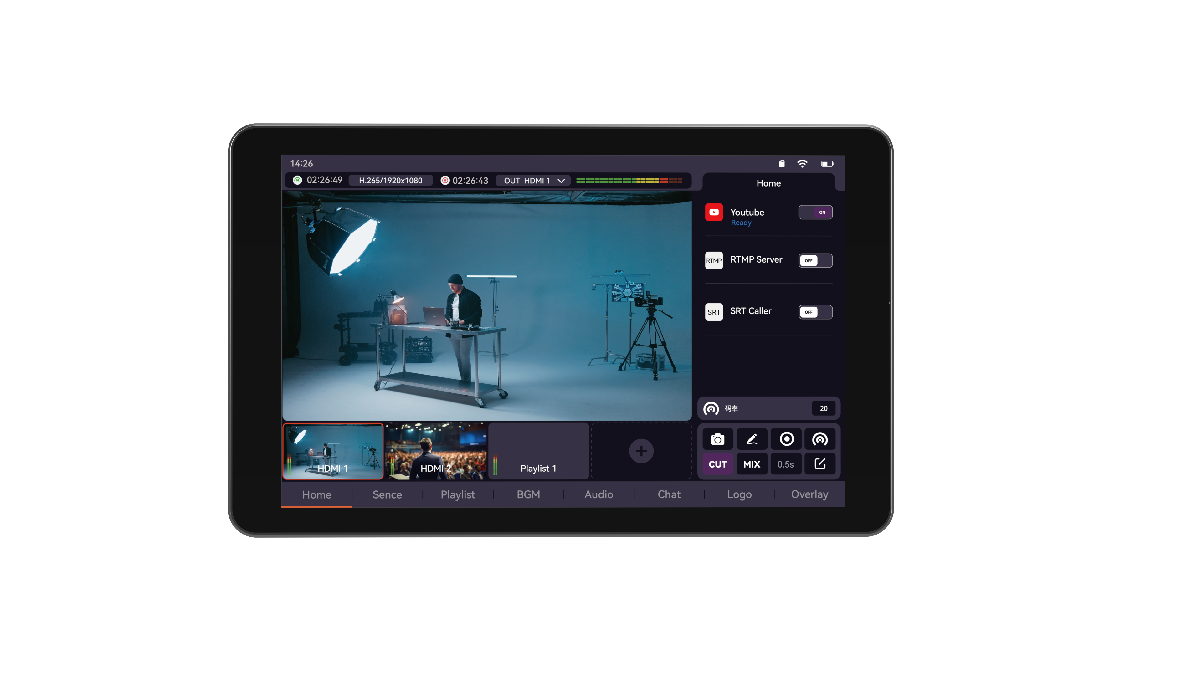 NEOlive MD8 Portable Multi-Cam Live Streaming Studio - 8" Touchscreen ...
